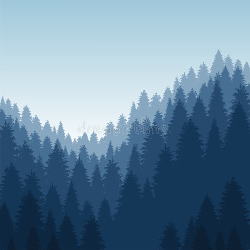 Paisaje Del Vector Con El Bosque Ilustración del Vector - Ilustración ...