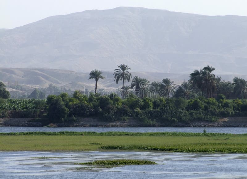 Paisaje De La Orilla Del Agua Del Nilo Entre Asuán Y Luxor Foto de ...