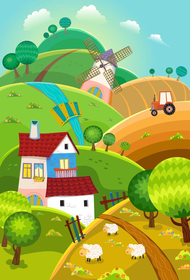 Paisaje rural stock de ilustración. Ilustración de fondo - 14410665
