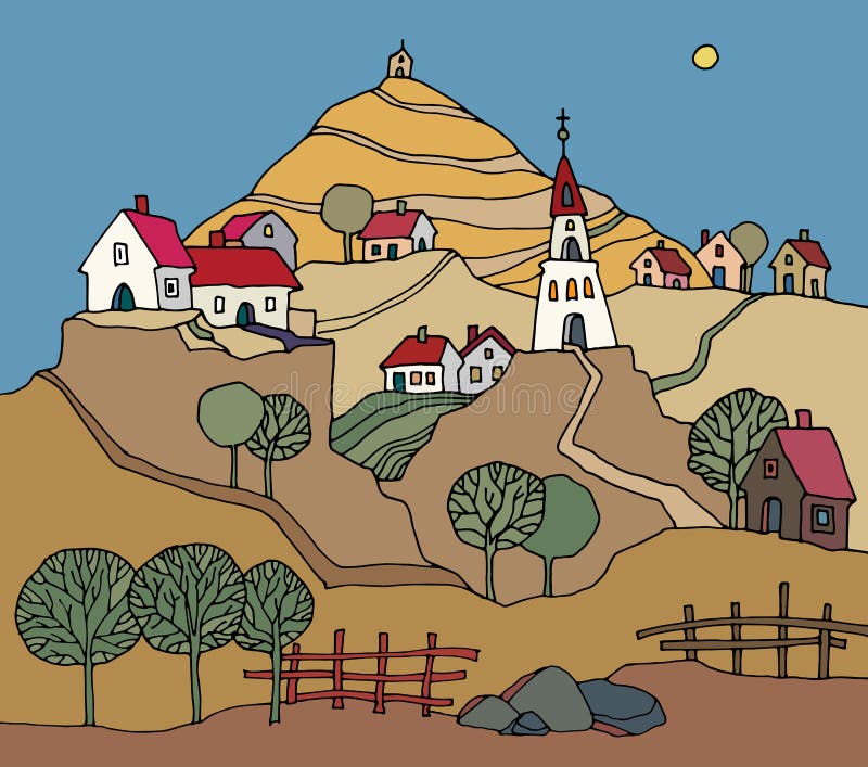Paisaje rural ilustración del vector. Ilustración de campo - 47456948