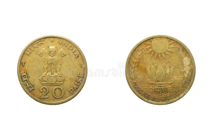 20 paise coin 1970 india stock image. Image of coin - 273955327