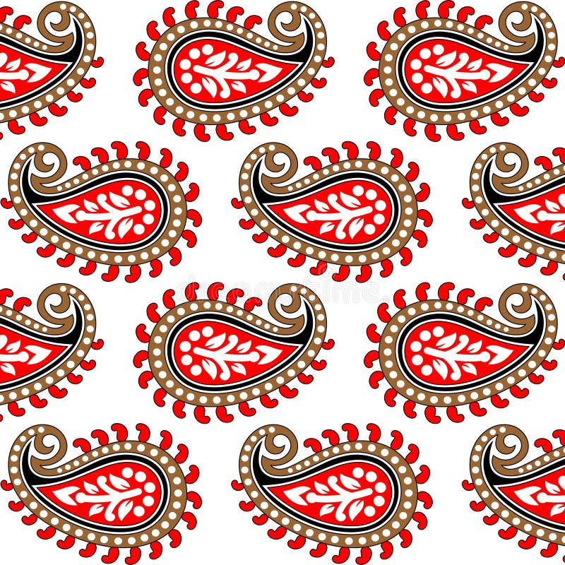 Paisley Abstract Beautiful Flower Seamless Pattern Stock Illustration ...