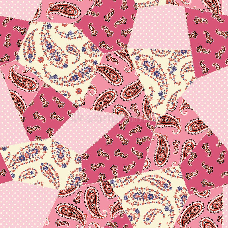 Beautiful Paisley Design Patchwork Pattern Material, Stock Vector ...
