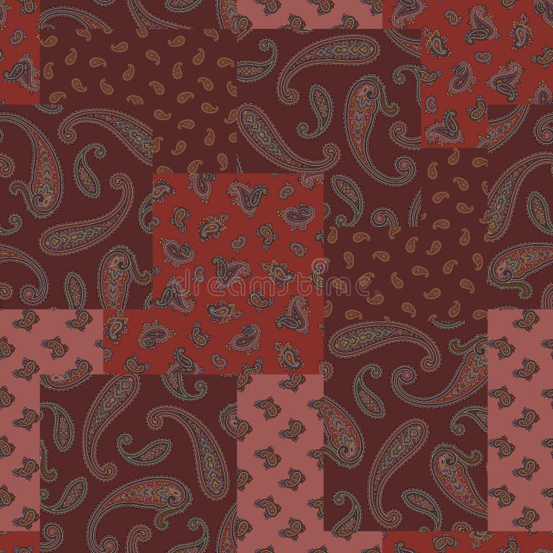 Paisley Design Patchwork Pattern Material Stock Vector - Illustration ...