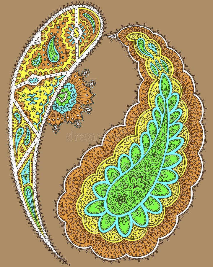 Paisley design set stock vector. Illustration of colourful - 20262195