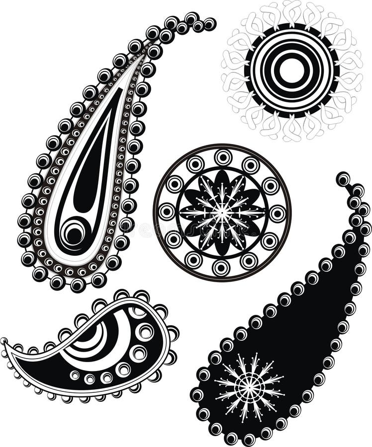 Paisley Elements Seamless Pattern Stock Vector - Illustration of ...