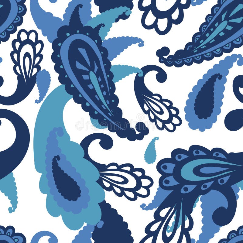 Paisley Elements Seamless Pattern Stock Vector - Illustration of ...