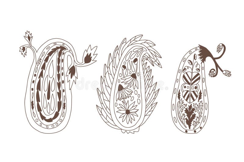 Paisley Elements. Vector Hand Drawn Doodle Style Set Illustration ...