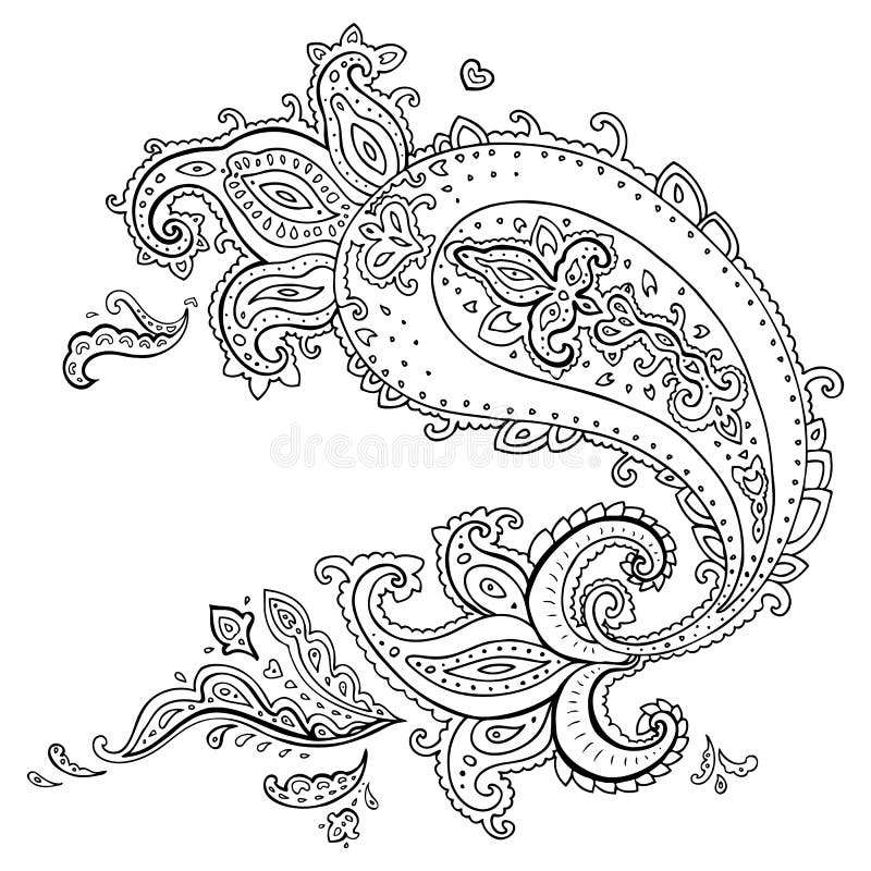 Hand Drawn Paisley Ornament. Stock Illustration - Illustration of ...