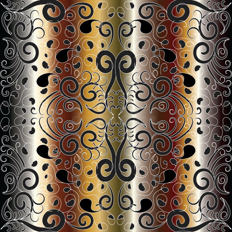 Paisley Gold Seamless Pattern. Stock Vector - Illustration of elegant ...