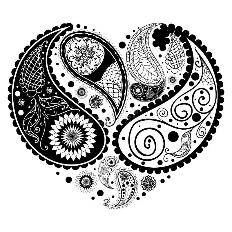 Paisley Heart in Turquoise and Aqua Colors Stock Vector - Illustration ...