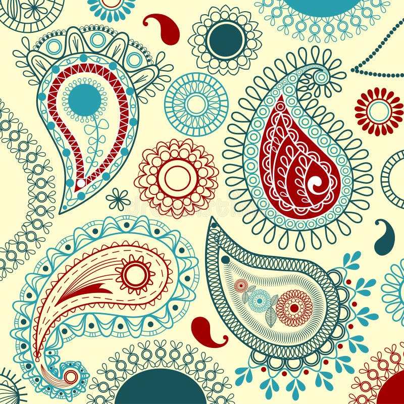 Paisley Pattern in Retro Style Stock Vector - Illustration of funky ...