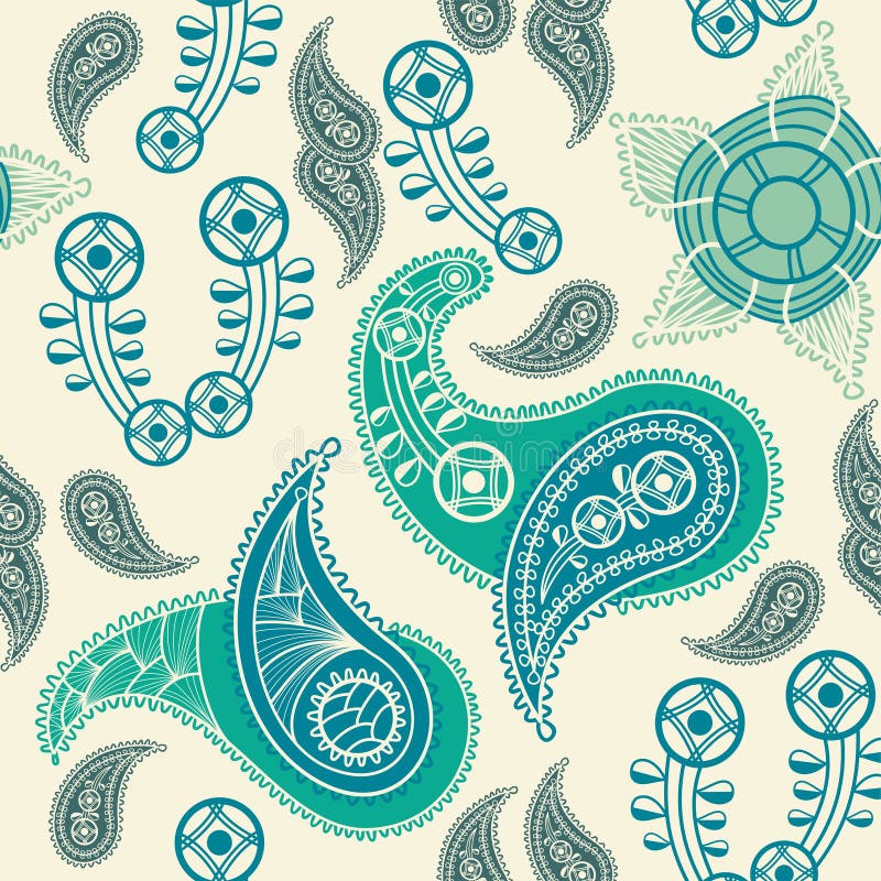 Paisley Pattern in Retro Style Stock Vector - Illustration of funky ...