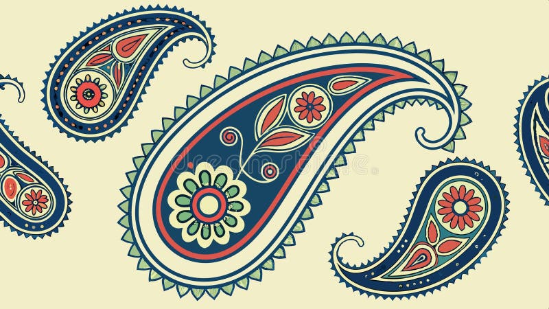 Paisley Pattern in Blue and Brown, Classic Textile Design, Ornate ...