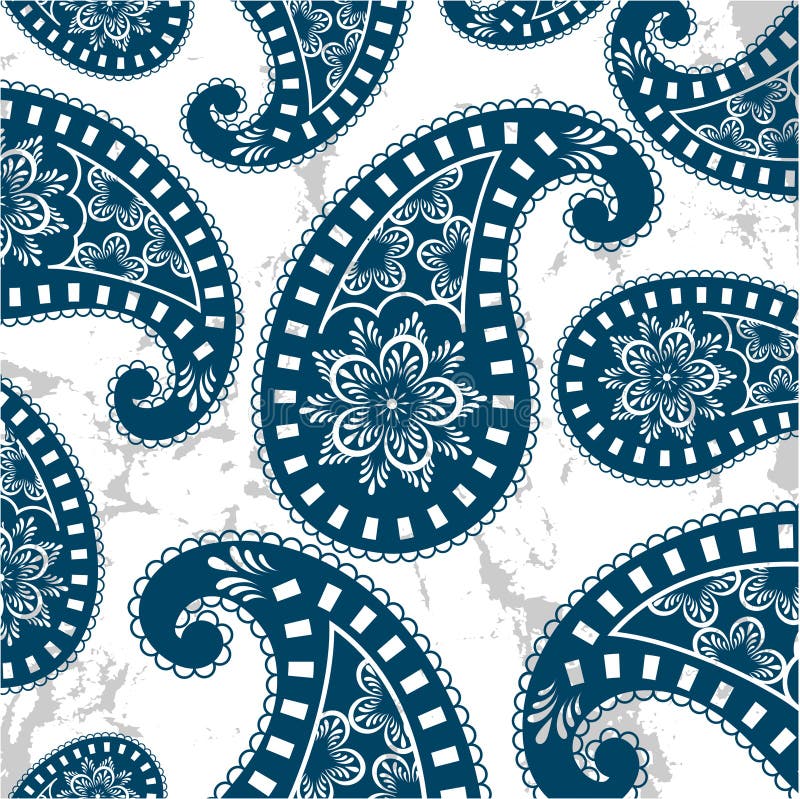 Paisley Flower Sketch Pattern Stock Illustration - Illustration of ...