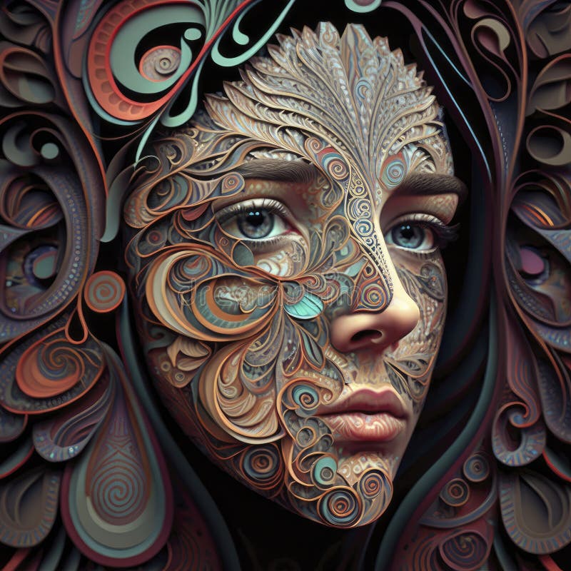 Paisley Patterned Background with a Beautiful Face. Perfect for ...