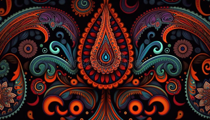 Paisley Patterns with Bold Colors. AI Generative. Stock Illustration ...
