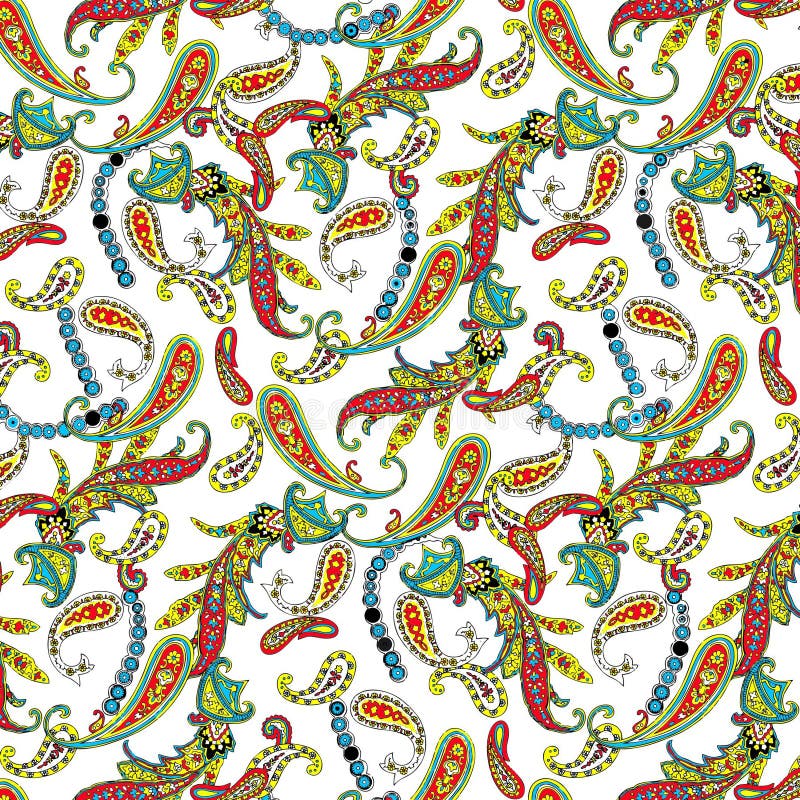 Paisley Seamless Floral Colour Design Pattern Stock Vector ...