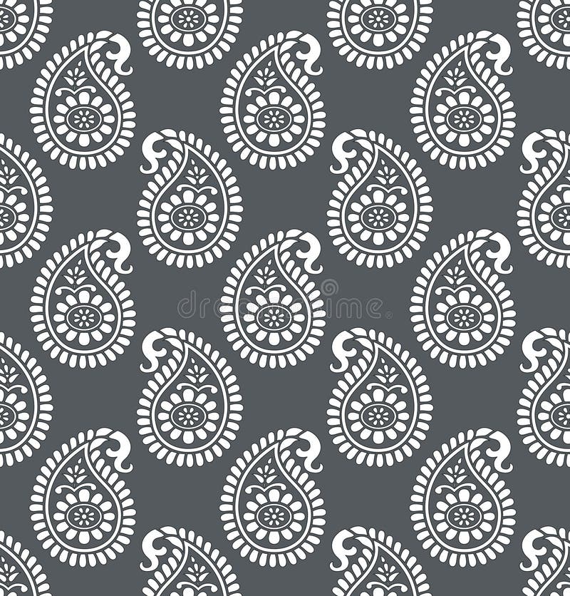 Seamless Grey Paisley Pattern Stock Vector - Illustration of kidney ...