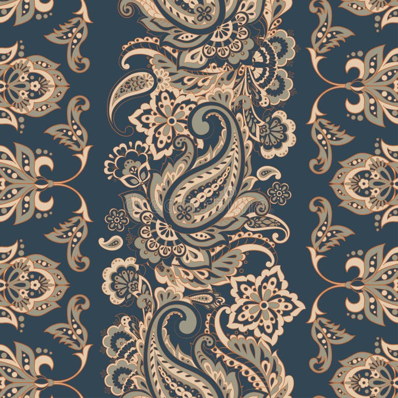 Paisley Seamless Textile Pattern in Asian Batik Style. Stock ...