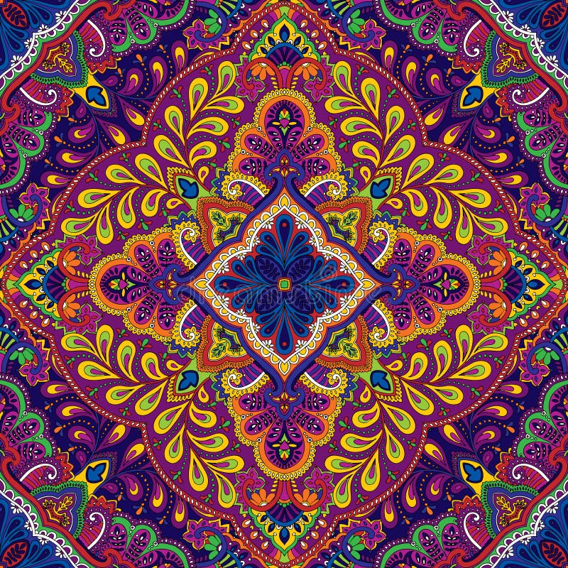 Paisley Seamless Vector Square Kerchief Pattern Stock Vector ...