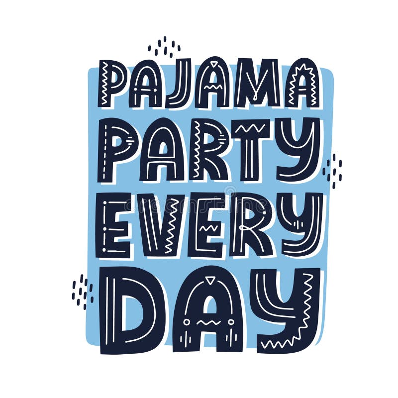 Pajama Party Banner Happy Girls In Pajamas Sleepover Party Concept