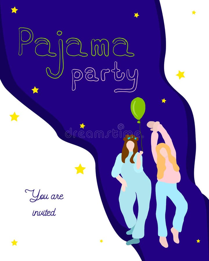 Sleepover Party Text With Pajama Party Pattern Stock Illustration