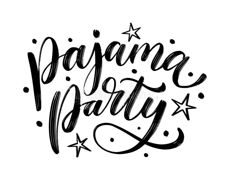 Pajama Party Text Sleepover Party Pajamas Night Slumber Party Stock