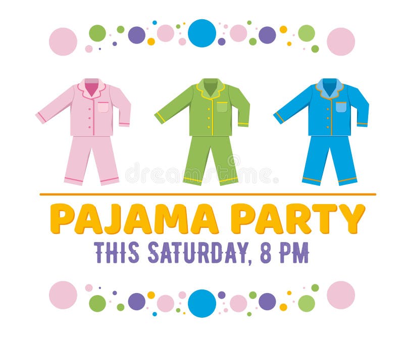 Pajama Party Vector Illustration Isolated on White. Stock Vector ...