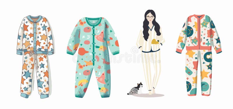 Pajama Sleep Fashion Design Flat Vector Illustration Stock Vector ...