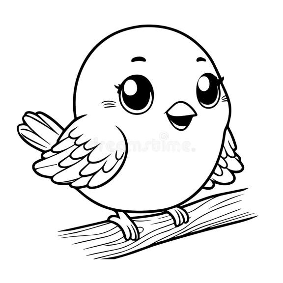 Line Drawing of a Bird in Black and White for Coloring Vector Stock ...