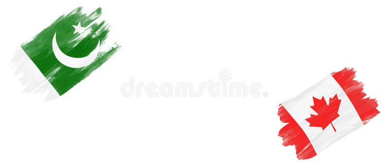 Pakistan and Canada Flags on White Stock Illustration - Illustration of ...