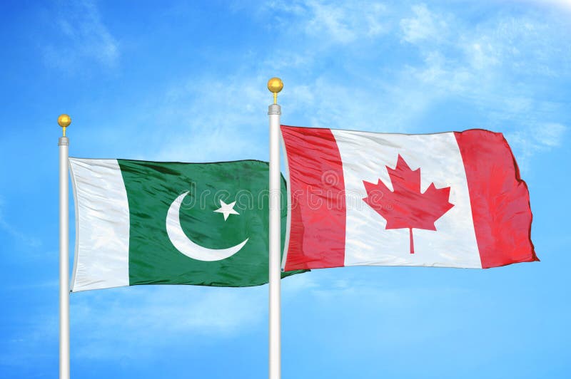 Pakistan and Canada Flags Together Fabric Texture Illustration Stock ...