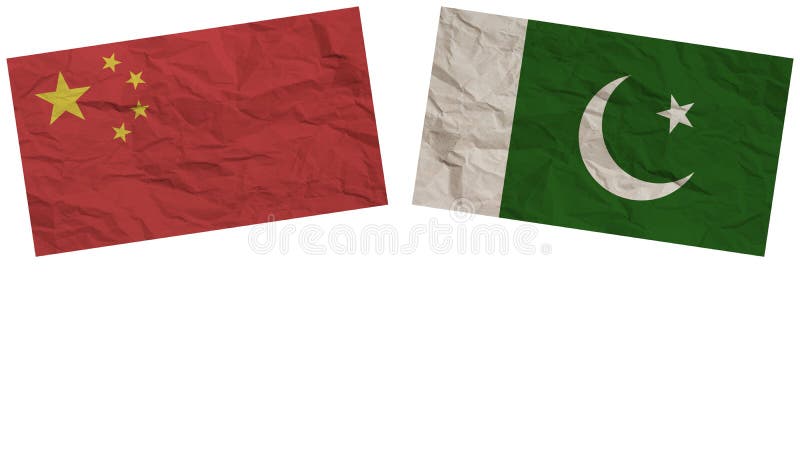 Pakistan and China Flags Together Paper Texture Illustration Stock ...