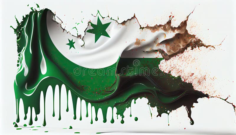 Pakistan Country Flag Colors of Liquid Oil Paint Splashing and ...