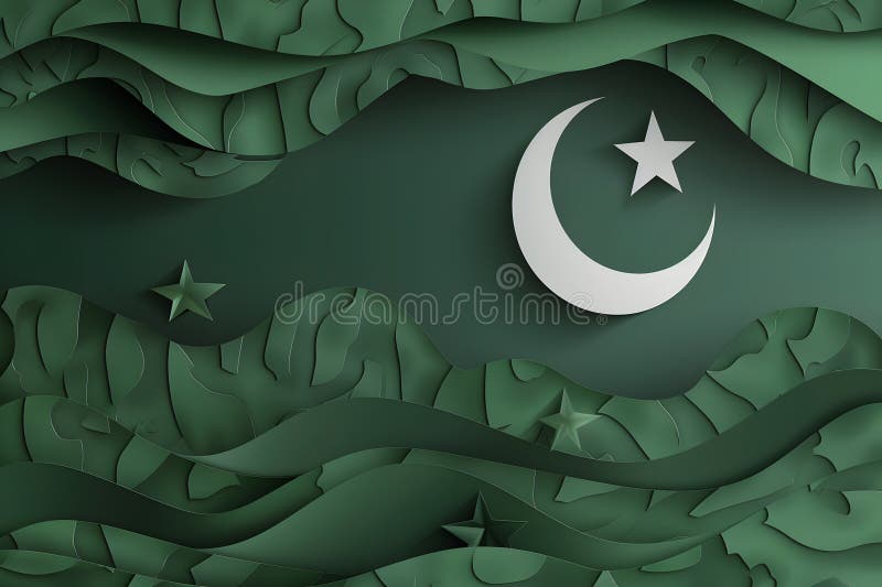 Pakistan Day Celebrate Pattern Template, Flat 3D Design Stock ...