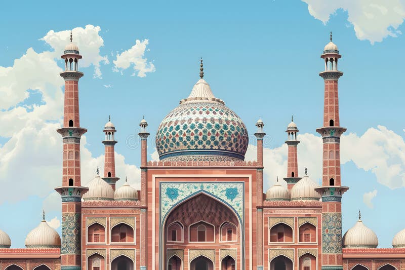 Pakistan Day Mosque Pattern Template, Flat Design Stock Illustration ...