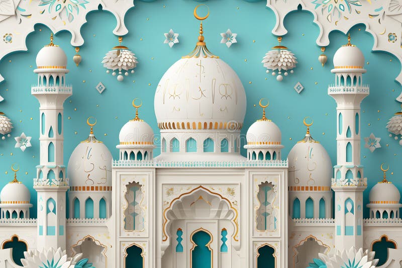 Pakistan Day Mosque Pattern Template, Flat Design Stock Illustration ...