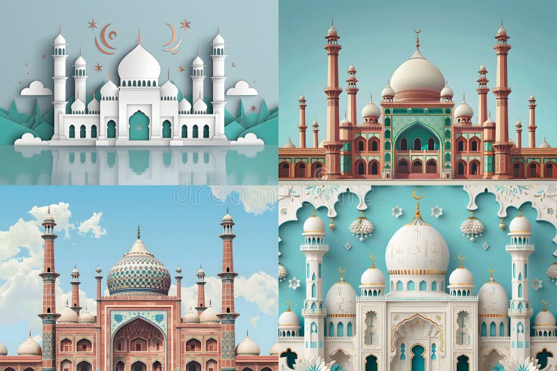 Pakistan Day Mosque Pattern Template, Flat Design Stock Illustration ...