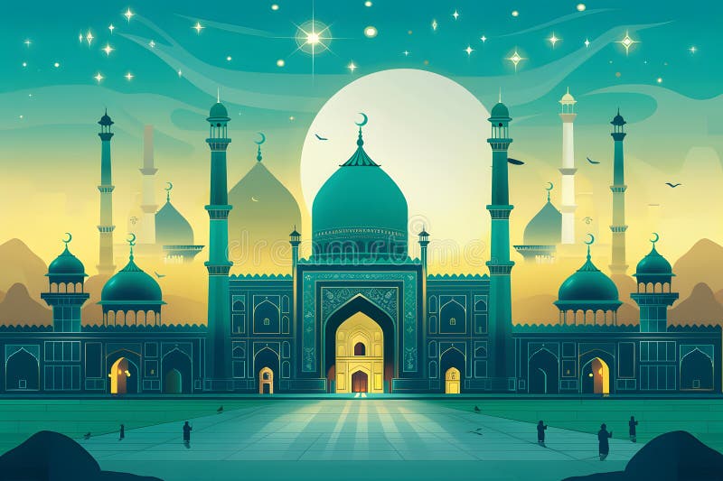 Pakistan Day Mosque Pattern Template, Flat Design Stock Illustration ...