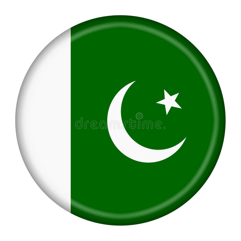 Pakistan Flag Button 3d Illustration Green White Star Stock ...