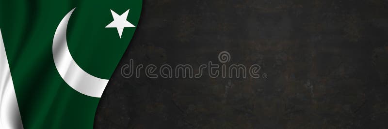 Pakistan Flag on Concrete Wall. Banner with Fabric Texture of the Flag ...