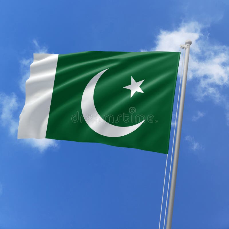 Pakistan Flag Fluttering in the Wind on Sky. Stock Image - Image of ...