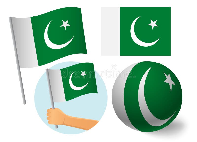 Pakistan flag icon set stock illustration. Illustration of flag - 155975305