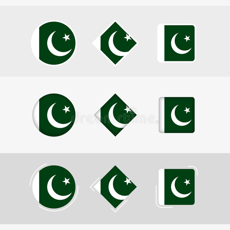 Pakistan Flag Icons Set, Vector Flag of Pakistan Stock Vector ...