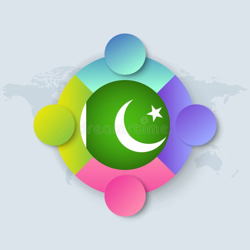 Pakistan Flag with Infographic Design Isolated on World Map Stock ...