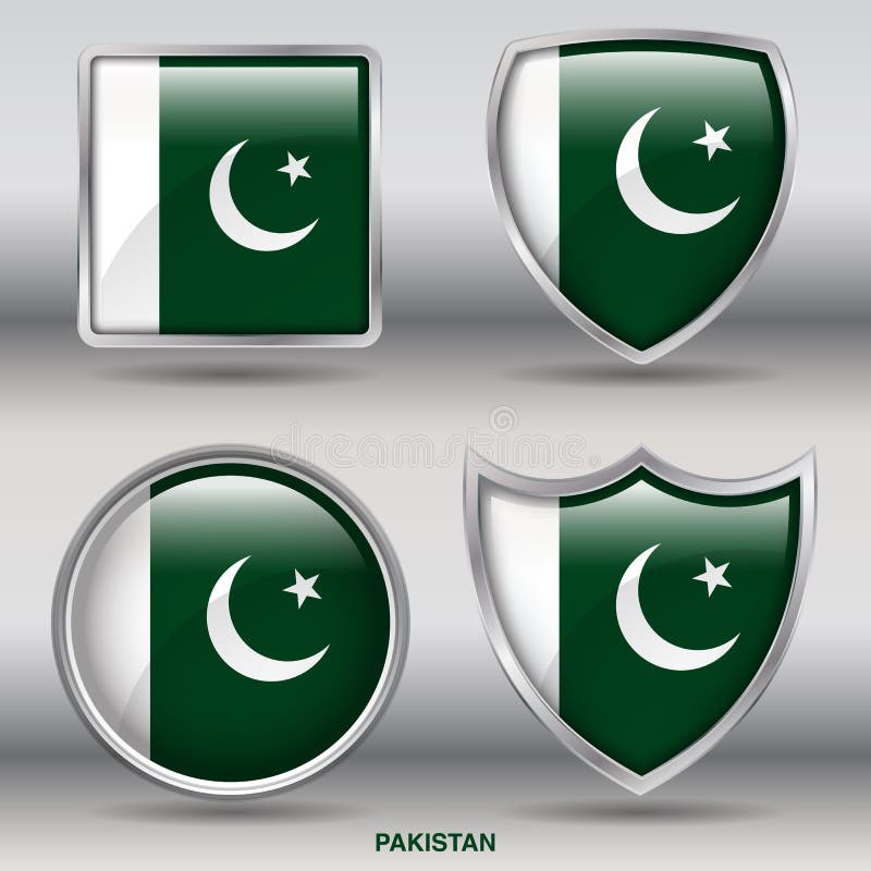 Pakistan Flag in 4 Shapes Collection with Clipping Path Stock Vector ...