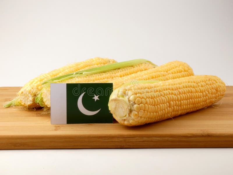 Pakistan Flag on a Wooden Panel with Corn Isolated on a White Ba Stock ...