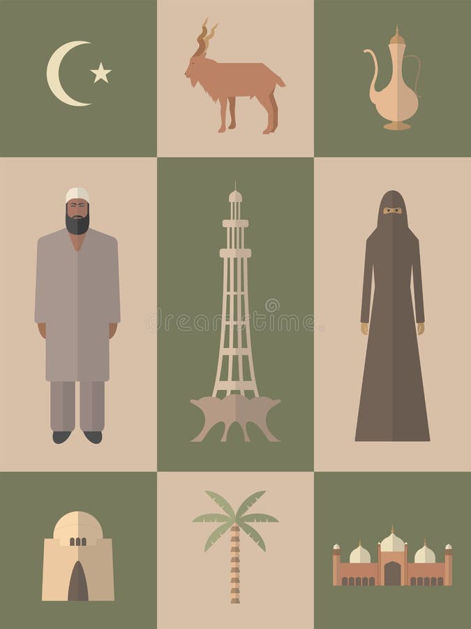 Pakistan. Flat Icons Travel Set Stock Vector - Illustration of asia ...