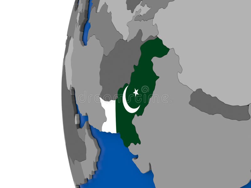 Pakistan on globe stock illustration. Illustration of country - 84453741